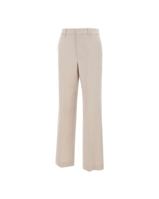 Victoria Beckham Wide Trousers in Natural | Lyst UK