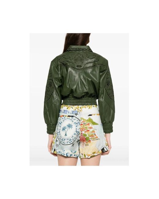 FARM Rio Leather Jackets in Green | Lyst UK