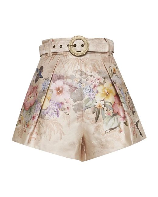 Zimmermann Short Shorts in Brown | Lyst