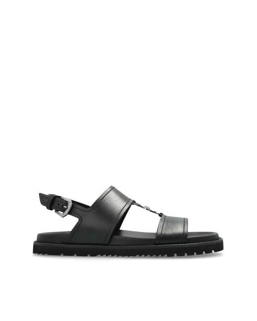 Versace Flat Sandals in Black for Men | Lyst