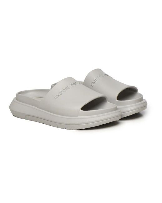 Emporio Armani Sliders in Gray for Men | Lyst