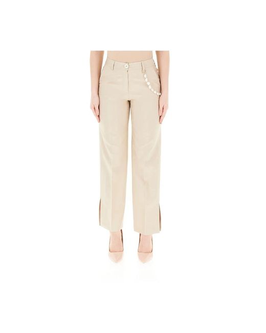 Kocca Cropped Trousers in Natural | Lyst UK