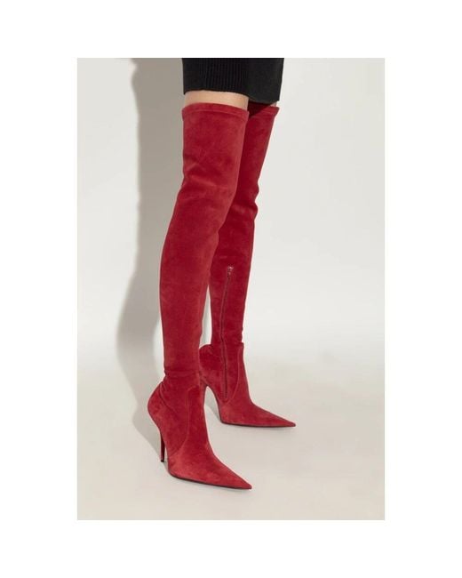 Balenciaga Over-Knee Boots in Red | Lyst