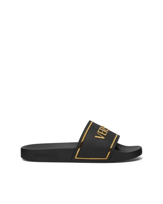 Versace Sliders in Black for Men | Lyst