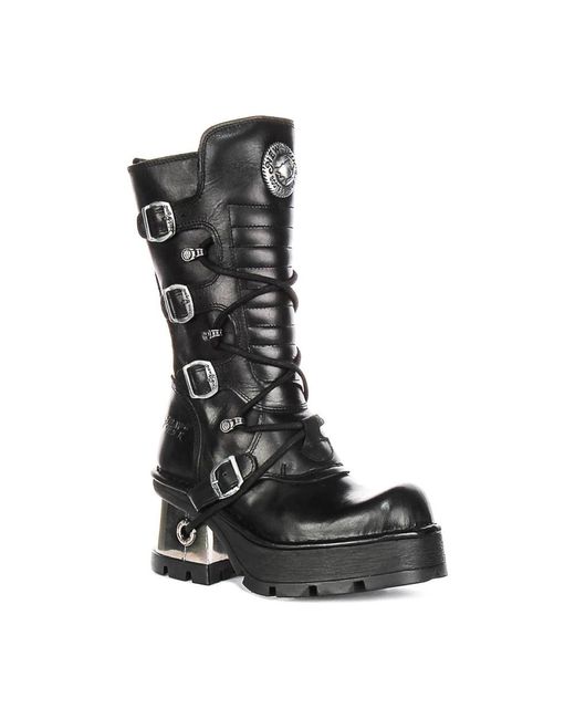New Rock Lace-Up Boots in Black | Lyst UK
