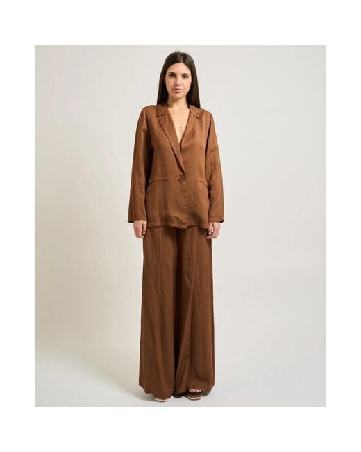 Manila Grace Wide Trousers in Brown | Lyst UK