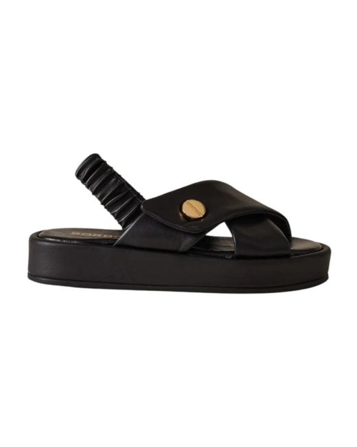 Borbonese Flat Sandals in Black | Lyst