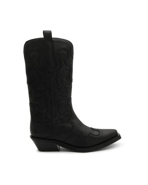 Ganni Cowboy Boots in Black | Lyst