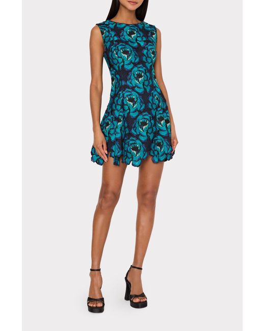 MILLY Blue Blossom Mini Dress | Lyst