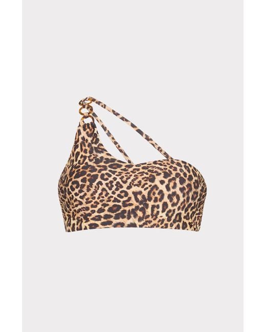 MILLY Niki Leopard One Shoulder O-ring Bikini Top | Lyst