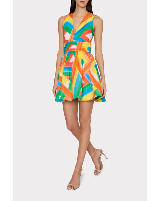 MILLY Nikki Multi Stripe Poplin Mini Dress in White | Lyst