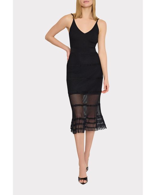 MILLY Sheer Knit Cami Dress in Black | Lyst