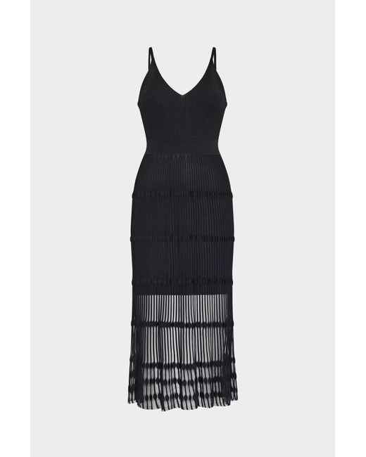 MILLY Sheer Knit Cami Dress in Black | Lyst