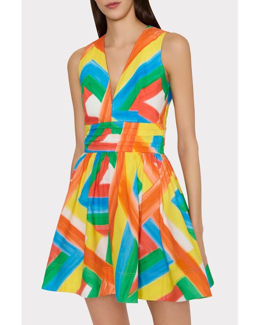MILLY Nikki Multi Stripe Poplin Mini Dress in White | Lyst