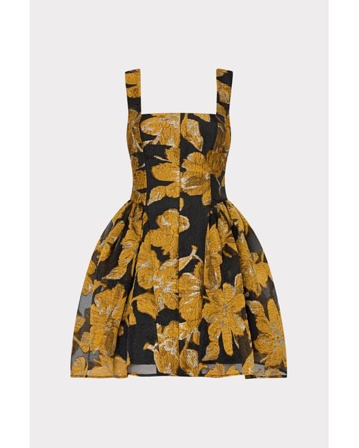 MILLY Erin Sleeveless Brocade Mini Dress in Yellow | Lyst