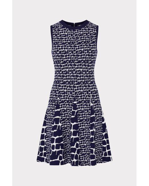 MILLY Tile Wave Jacquard Knit Mini Dress in Blue | Lyst