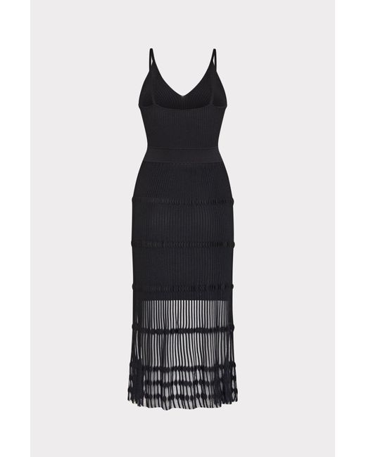 MILLY Sheer Knit Cami Dress in Black | Lyst