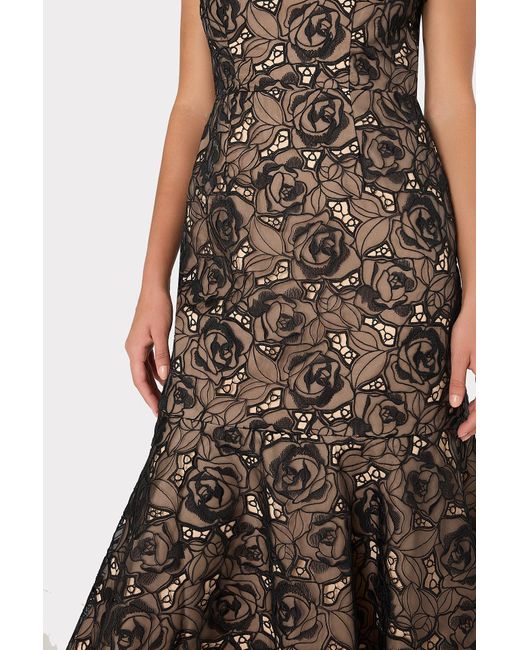 MILLY Tahlia Rose Mesh Embroidered Dress in Black | Lyst