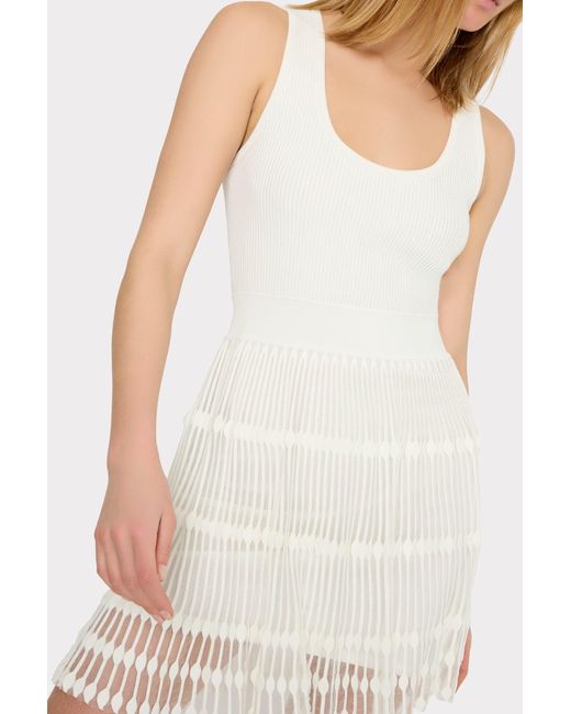 MILLY Sheer Knit Fit And Flare Mini Dress in White | Lyst