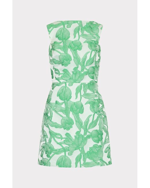 MILLY Leilani Tulip Jacquard Mini Dress in Green | Lyst