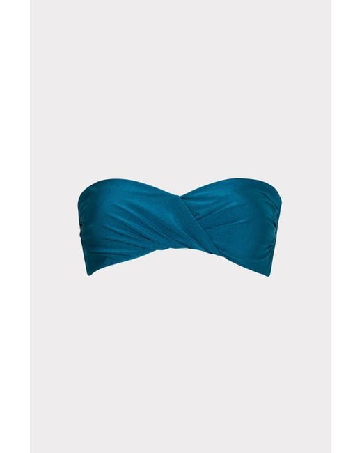 MILLY Soleil Gloss Twist Bandeau Top in Blue | Lyst