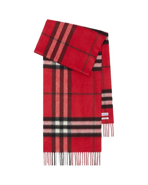 Burberry Check Cashmere Scarf in Red for Men | Lyst UK
