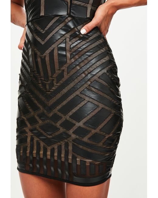 Lyst Missguided Black Faux Leather Bodycon Dress In Black