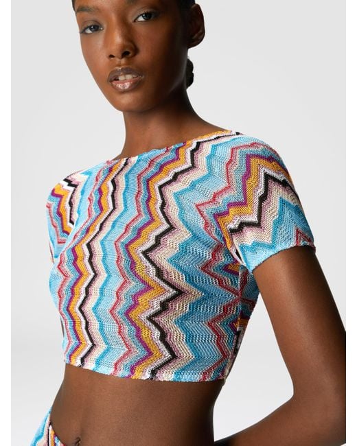 Missoni Bikini With T-Shirt Top And Zig Zag Pattern in White | Lyst