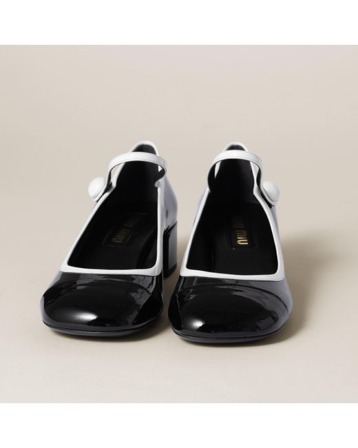 Miu Miu Two-Tone Patent Leather Mary Jane Pumps | Lyst