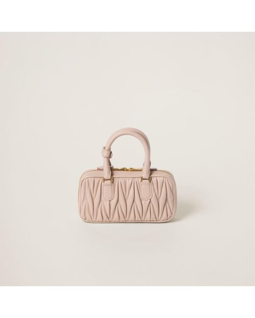 Miu Miu Arcadie Matelassé Nappa Leather Mini-Bag in Pink | Lyst Miu Miu Arcadie Matelassé Nappa Leather Mini-Bag in Pink | Lyst