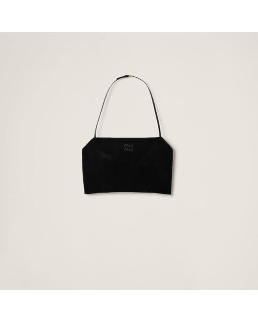 Miu Miu Stretch Velvet Top in Black | Lyst