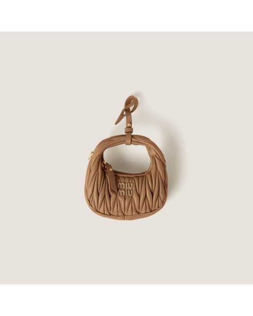 Miu Miu Wander Matelassé Nappa Leather Micro Hobo Bag in Metallic | Lyst