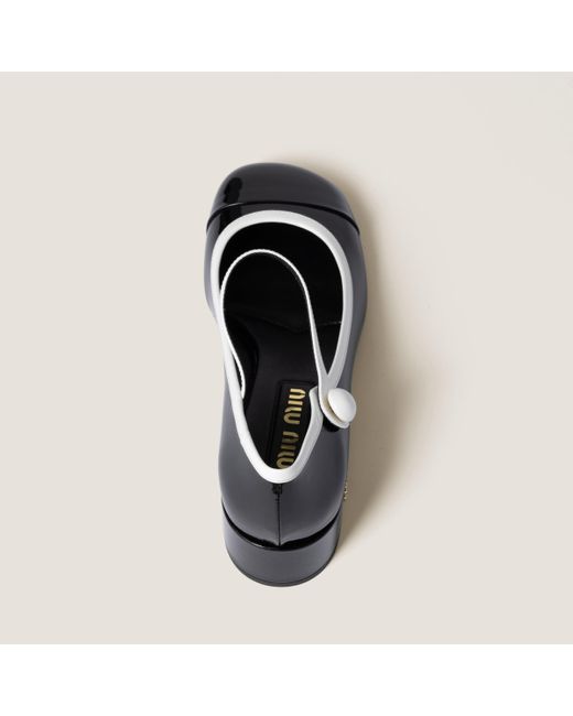 Miu Miu Two-Tone Patent Leather Mary Jane Pumps | Lyst