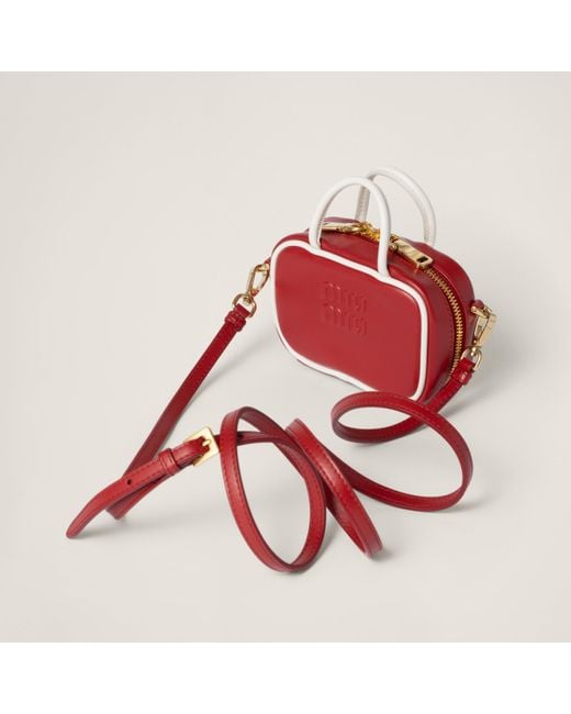 Miu Miu Beau Leather Micro-Bag in Red | Lyst