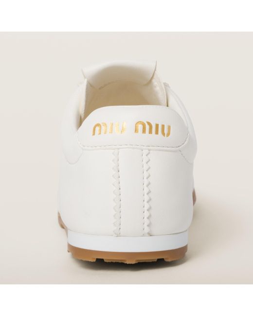 Miu Miu Plume Nappa Leather Sneakers in White | Lyst