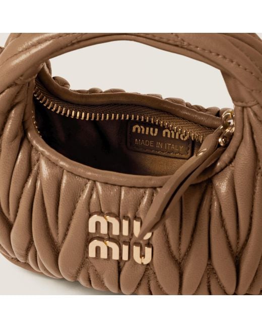 Miu Miu Wander Matelassé Nappa Leather Micro Hobo Bag in Metallic | Lyst