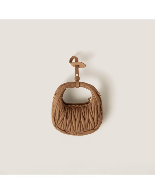 Miu Miu Wander Matelassé Nappa Leather Micro Hobo Bag in Metallic | Lyst