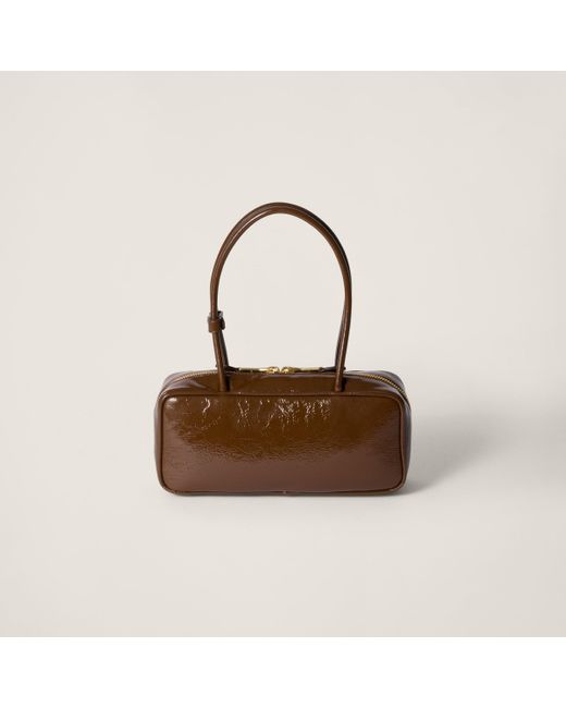 Miu Miu Beau Naplak Patent Leather Bag In Brown Lyst