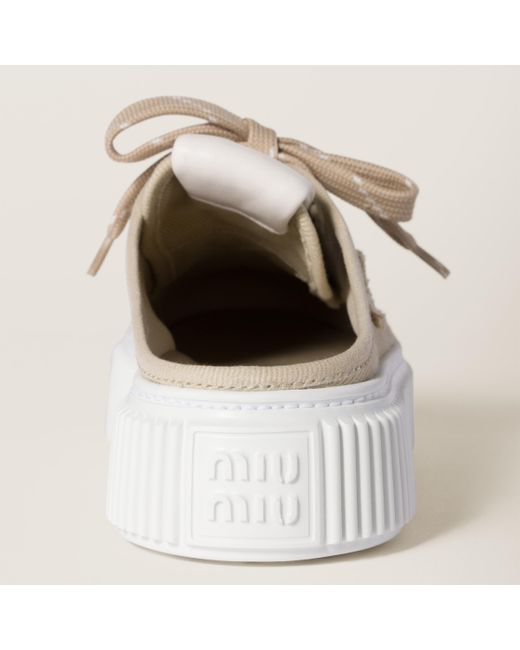 Miu Miu Denim Sneaker Mules in Metallic | Lyst
