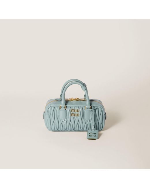 Miu Miu Arcadie Matelassé Nappa Leather Bag in Blue | Lyst