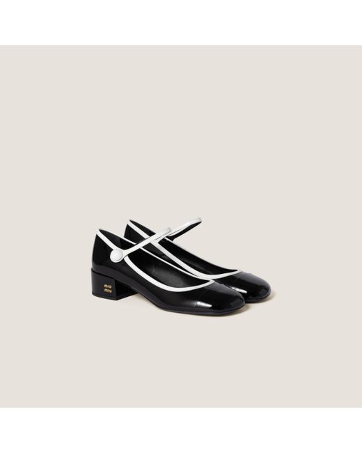 Miu Miu Two-Tone Patent Leather Mary Jane Pumps | Lyst