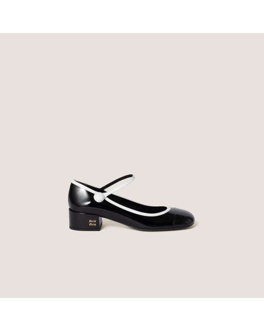 Miu Miu Two-Tone Patent Leather Mary Jane Pumps | Lyst