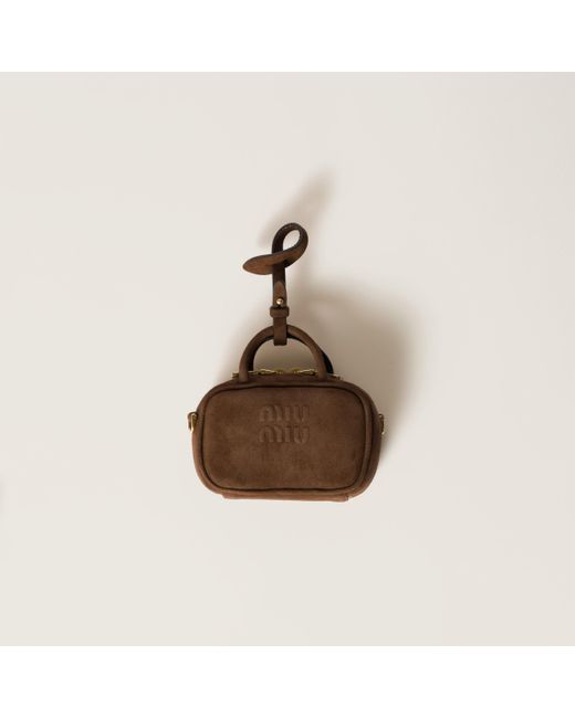 Miu Miu Beau Suede Micro-Bag in Natural | Lyst UK