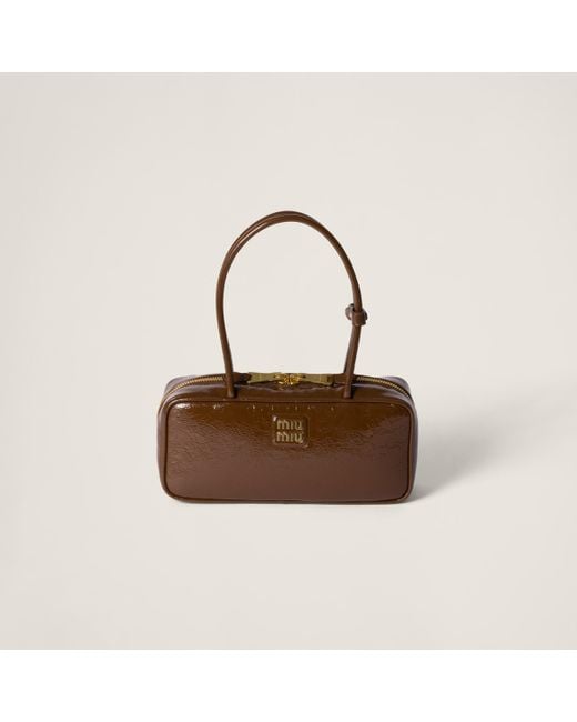 Miu Miu Beau Naplak Patent Leather Bag In Brown Lyst