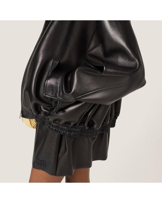 Miu Miu Plongé Nappa Leather Jacket in Black | Lyst