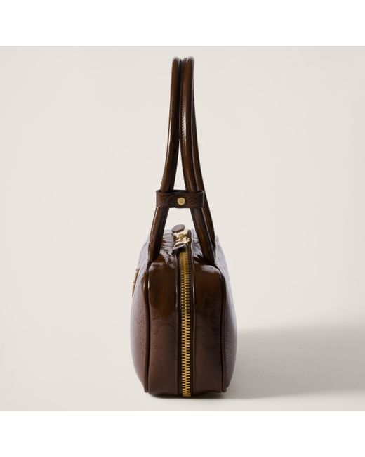 Miu Miu Beau Naplak Patent Leather Bag In Brown Lyst