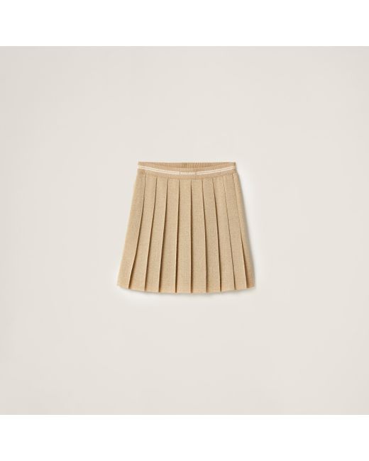 Miu Miu Lamé Mini-Skirt in Natural | Lyst