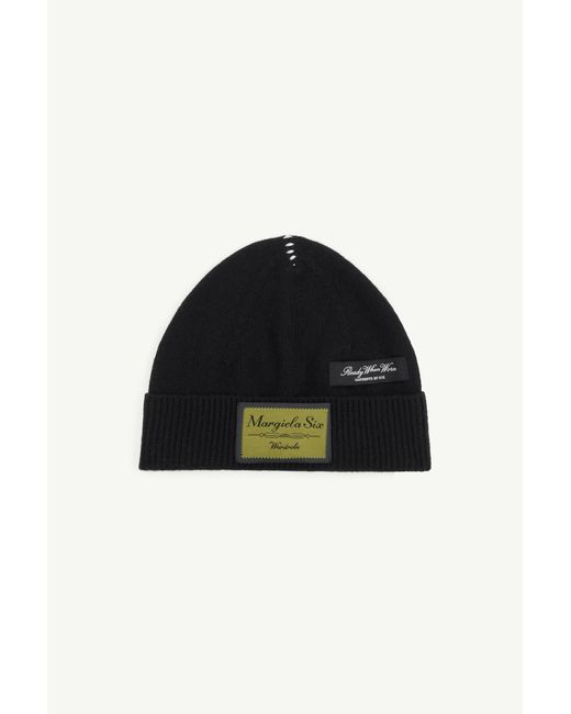 MM6 by Maison Margiela Wool-Blend Beanie in Black | Lyst UK