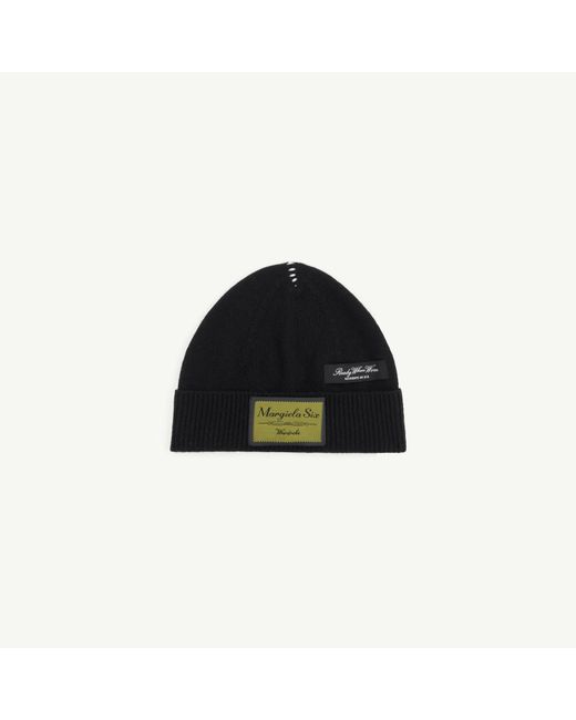 MM6 by Maison Margiela Wool-Blend Beanie in Black | Lyst UK