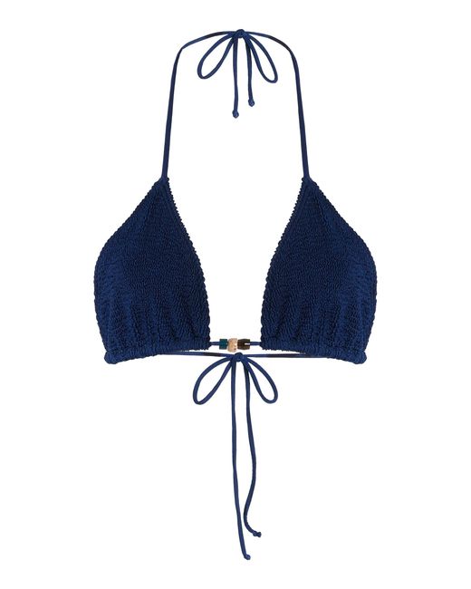 Bondeye Ingrid Beaded Triangle Bikini Top in Blue | Lyst